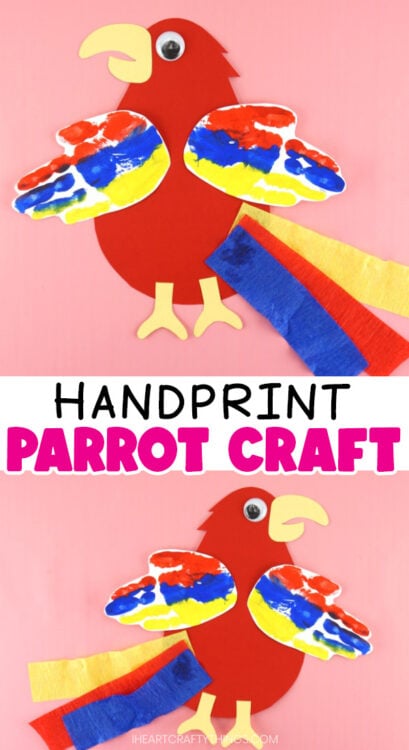 Pretty Handprint Parrot Craft - I Heart Crafty Things