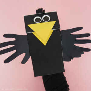 Paper Bag Crow Puppet Craft - I Heart Crafty Things