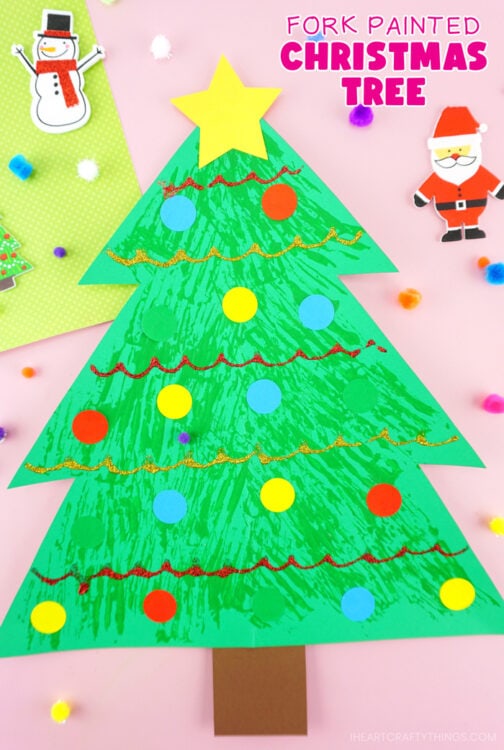 Christmas Tree Fork Painted Craft - I Heart Crafty Things