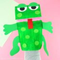 Paper Bag Frog Puppet With Pattern - I Heart Crafty Things