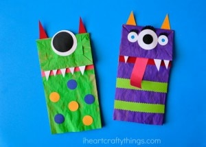 Paper Bag Monster Puppets - I Heart Crafty Things