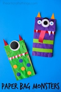 Paper Bag Monster Puppets - I Heart Crafty Things