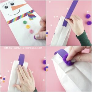 Paper Bag Snowman Craft Puppet - I Heart Crafty Things