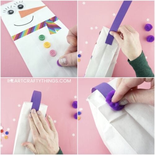 Paper Bag Snowman Craft Puppet - I Heart Crafty Things