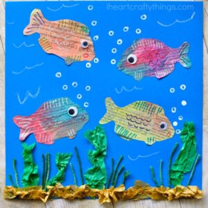 Mixed Media Newspaper Fish Art Project - I Heart Crafty Things