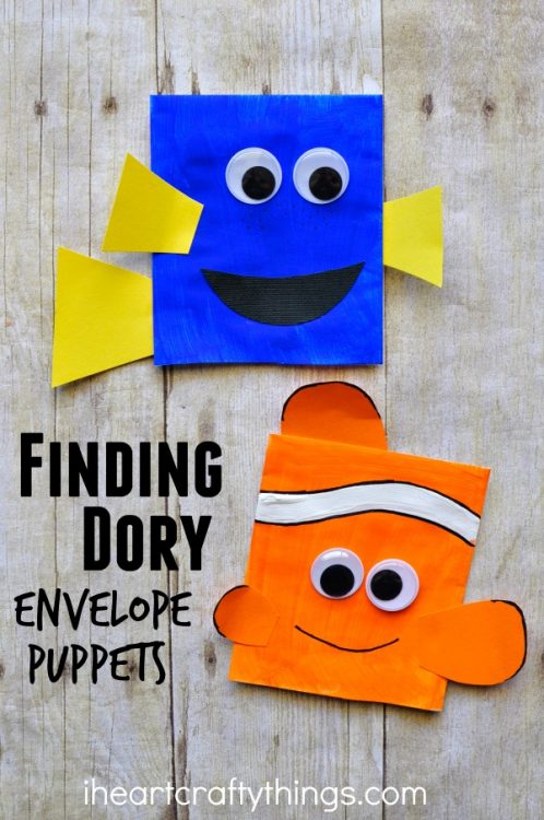 Finding Dory Craft Envelope Puppets - I Heart Crafty Things