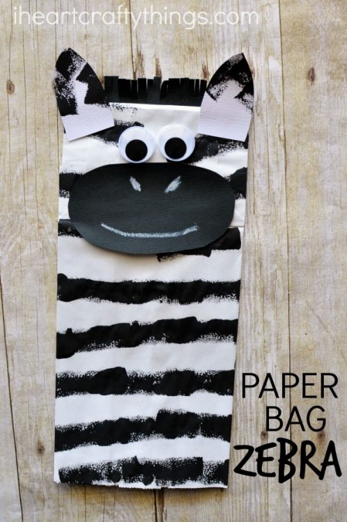 Paper Bag Zebra Craft - I Heart Crafty Things