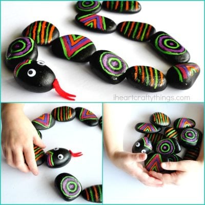 Patterned Rocks Snake Craft - I Heart Crafty Things