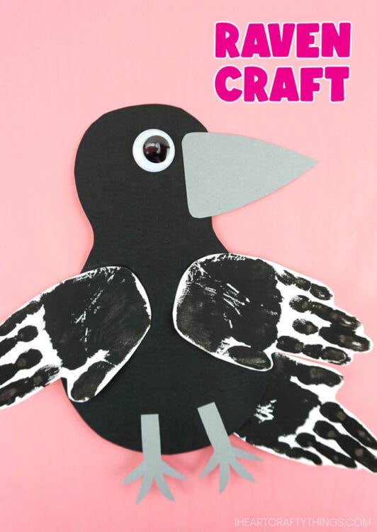 Handprint Raven Craft - I Heart Crafty Things