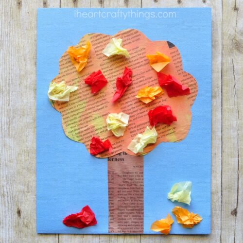 Tissue Paper Fall Tree Craft - I Heart Crafty Things
