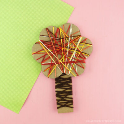 Yarn Wrapped Fall Tree Craft - I Heart Crafty Things