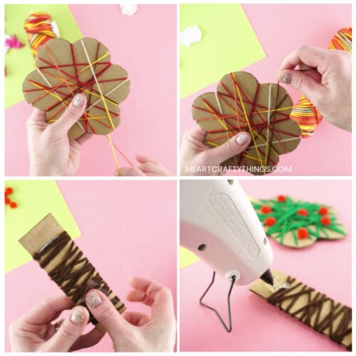 Yarn Wrapped Fall Tree Craft - I Heart Crafty Things