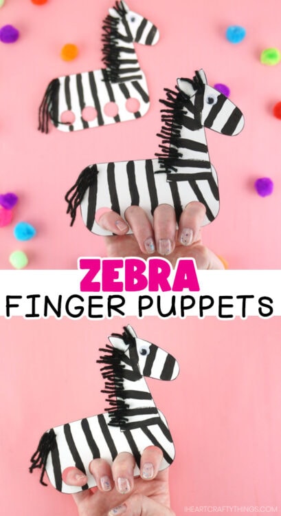 Galloping Finger Puppet Zebra Craft - I Heart Crafty Things