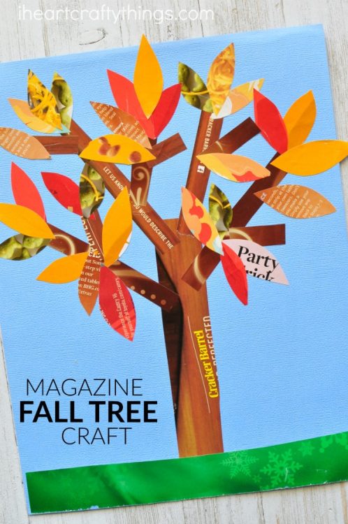 Colorful Magazine Fall Tree Craft - I Heart Crafty Things