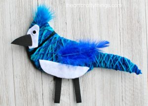 Yarn Wrapped Blue Jay Craft - I Heart Crafty Things