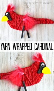 Yarn Wrapped Cardinal Craft - I Heart Crafty Things