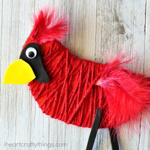 Yarn Wrapped Cardinal Craft - I Heart Crafty Things