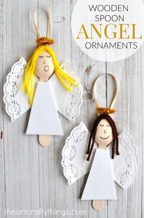 Wooden Spoon Angel Christmas Ornaments - I Heart Crafty Things