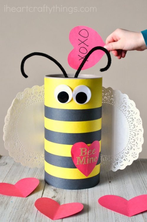 How To Make A Bee Valentine Box - I Heart Crafty Things