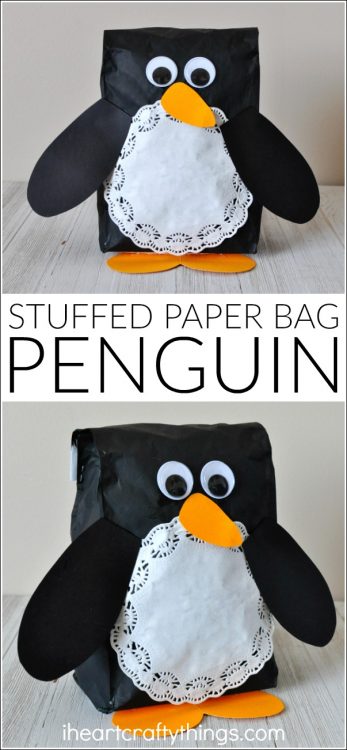 Super Cute Stuffed Paper Bag Penguin Craft - I Heart Crafty Things