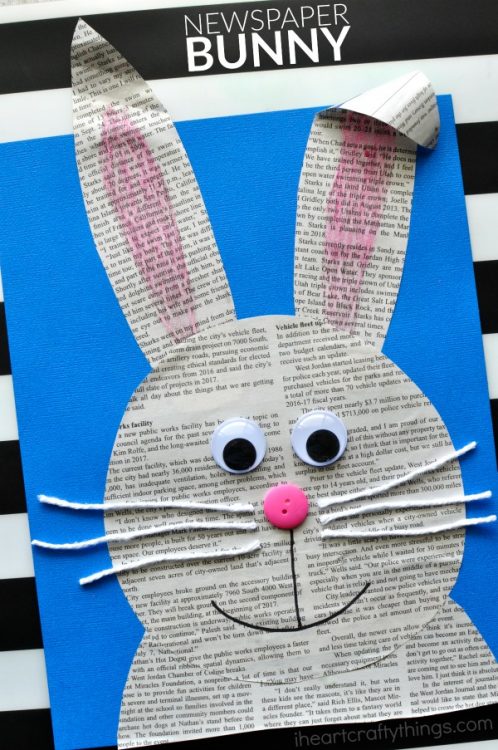 Simple And Easy Newspaper Bunny Craft - I Heart Crafty Things