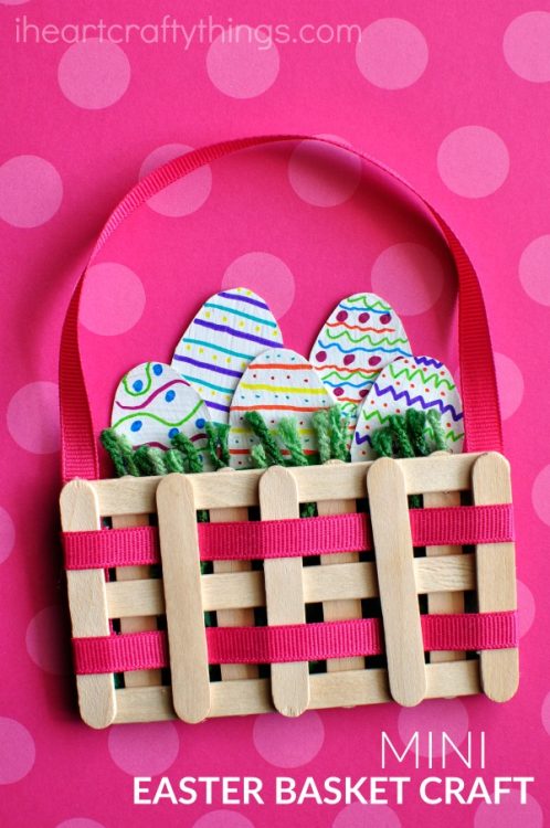 Craft Sticks Mini Easter Basket Craft - I Heart Crafty Things