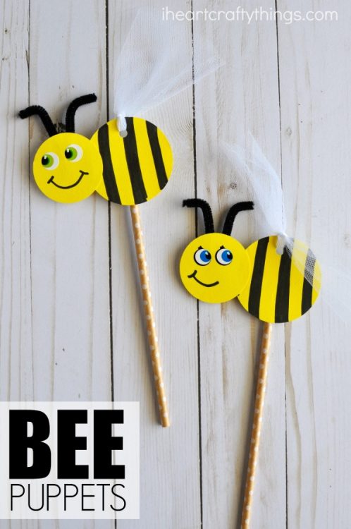 Cute And Easy DIY Bee Puppets - I Heart Crafty Things