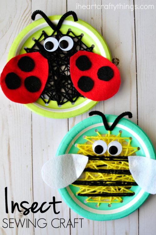 Paper Plate Insect Sewing Craft - I Heart Crafty Things