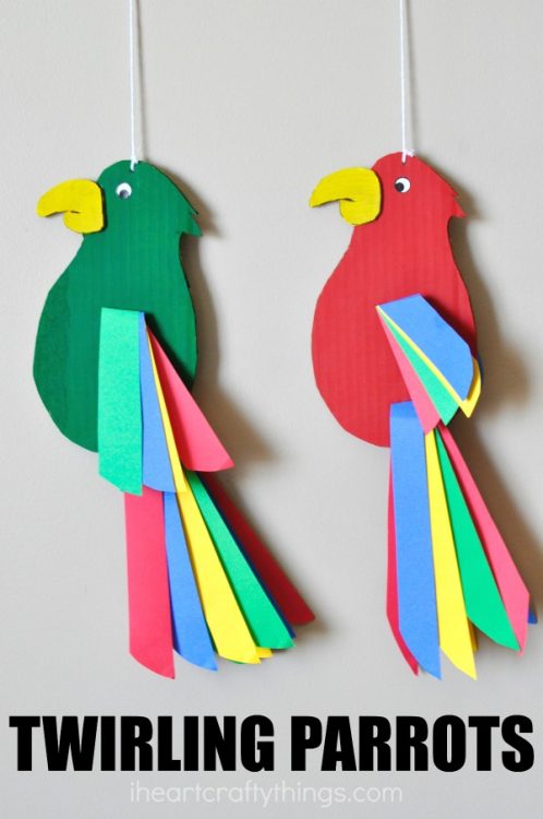 Colorful And Fun Twirling Parrot Craft - I Heart Crafty Things