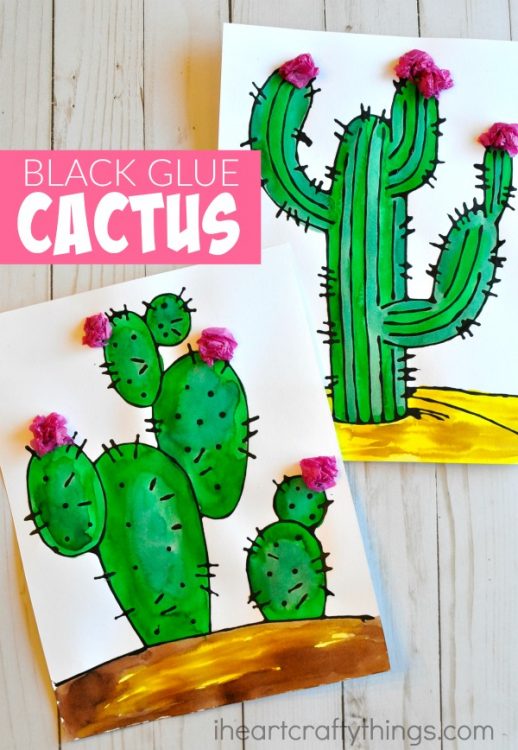 Beautiful Black Glue Cactus Craft - I Heart Crafty Things