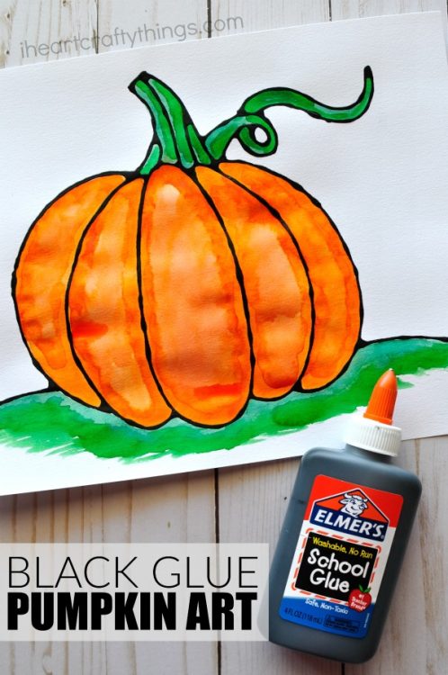 Black Glue Pumpkin Art Project - I Heart Crafty Things