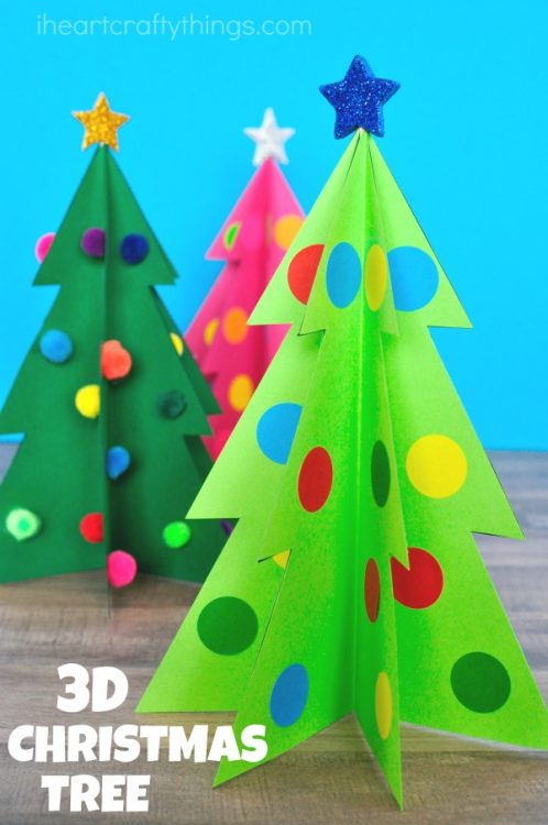 Colorful 3D Christmas Tree Craft - I Heart Crafty Things