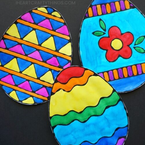 Colorful Easter Egg Black Glue Art Project - I Heart Crafty Things