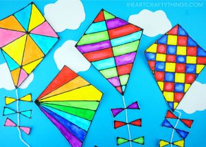 Beautiful Black Glue Kite Art Project - I Heart Crafty Things