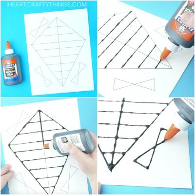 Beautiful Black Glue Kite Art Project - I Heart Crafty Things