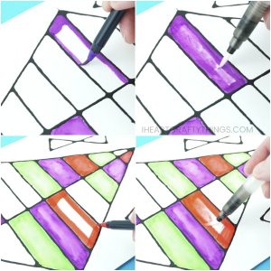 Beautiful Black Glue Kite Art Project - I Heart Crafty Things