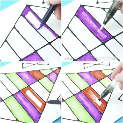 Beautiful Black Glue Kite Art Project - I Heart Crafty Things