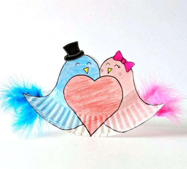 Rocking Paper Plate Love Birds Craft - I Heart Crafty Things