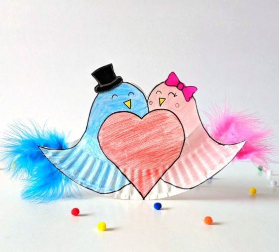 Rocking Paper Plate Love Birds Craft - I Heart Crafty Things