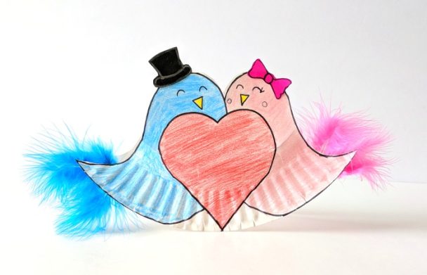 Rocking Paper Plate Love Birds Craft - I Heart Crafty Things