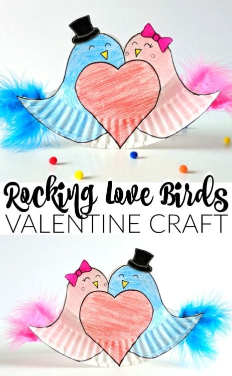 Rocking Paper Plate Love Birds Craft - I Heart Crafty Things