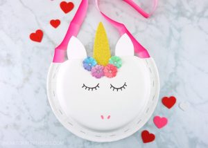 Paper Plate Unicorn Valentine Holder - I Heart Crafty Things