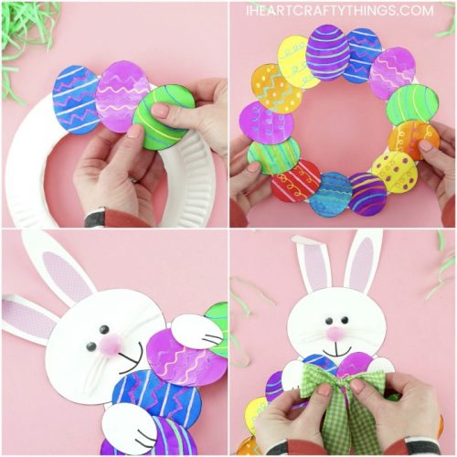 How To Make A Paper Plate Easter Egg Wreath -Easy Easter Craft For Kids ...