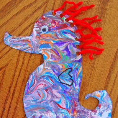 Seahorse Craft For Kids With Lacing Practice - I Heart Crafty Things