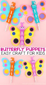 How To Make A Colorful Paper Butterfly Puppet Craft - I Heart Crafty Things