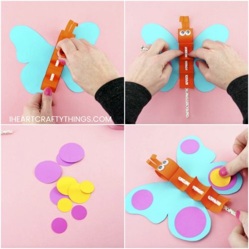 How To Make A Colorful Paper Butterfly Puppet Craft - I Heart Crafty Things