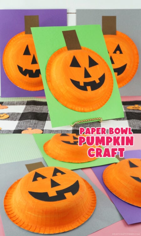 Easy Paper Bowl Pumpkin Craft For Kids - I Heart Crafty Things