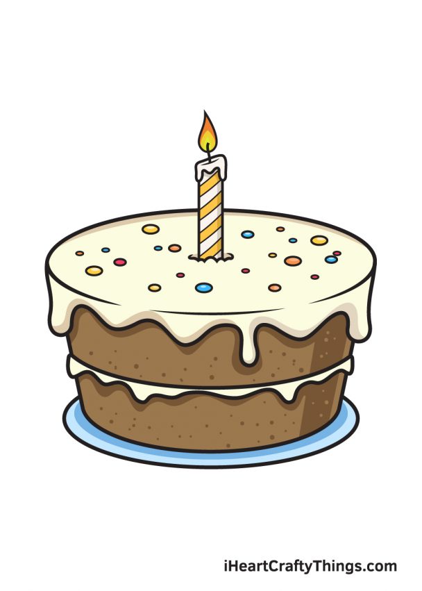 Birthday Cake Drawing - How To Draw A Birthday Cake Step By Step