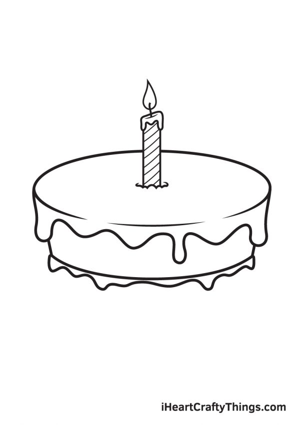 Birthday Cake Drawing - How To Draw A Birthday Cake Step By Step