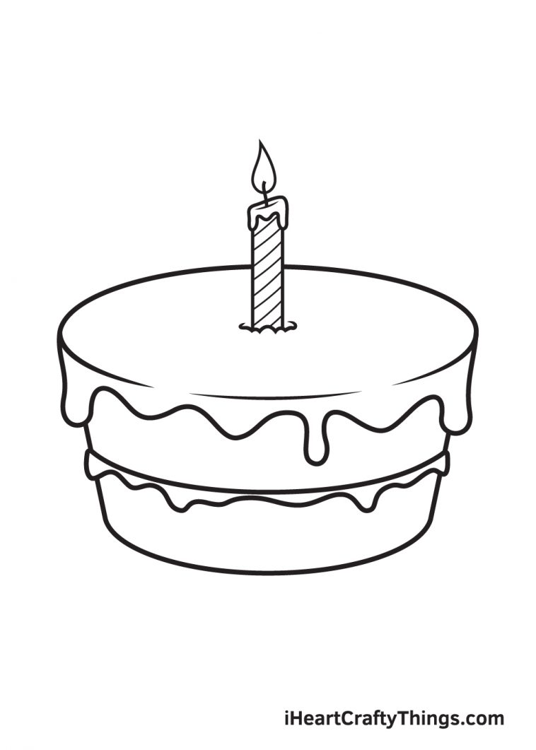 Birthday Cake Drawing - How To Draw A Birthday Cake Step By Step